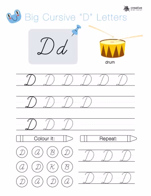 Cursive Letter D Worksheets (Free Printable PDFs)