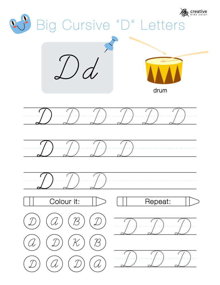 Cursive D Worksheets (Free Printable PDFs)