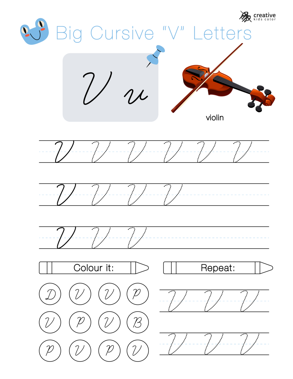 Cursive V Worksheets (Free Printable PDFs)