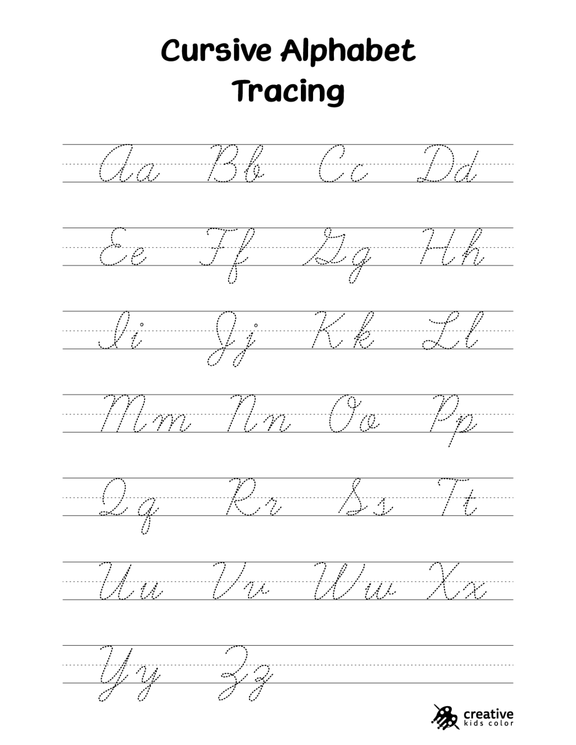 Free Printable Cursive Alphabet Charts & Worksheets