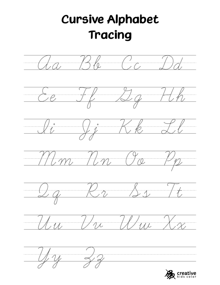 Free Printable Cursive Alphabet Charts & Worksheets