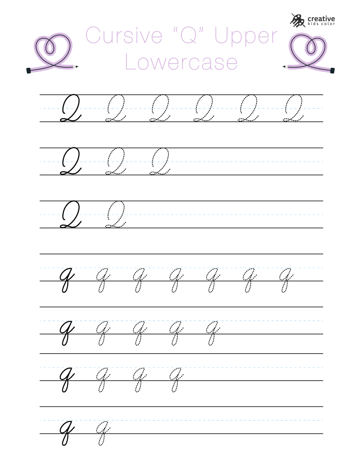 Cursive Q Worksheets (Free Printable PDFs)