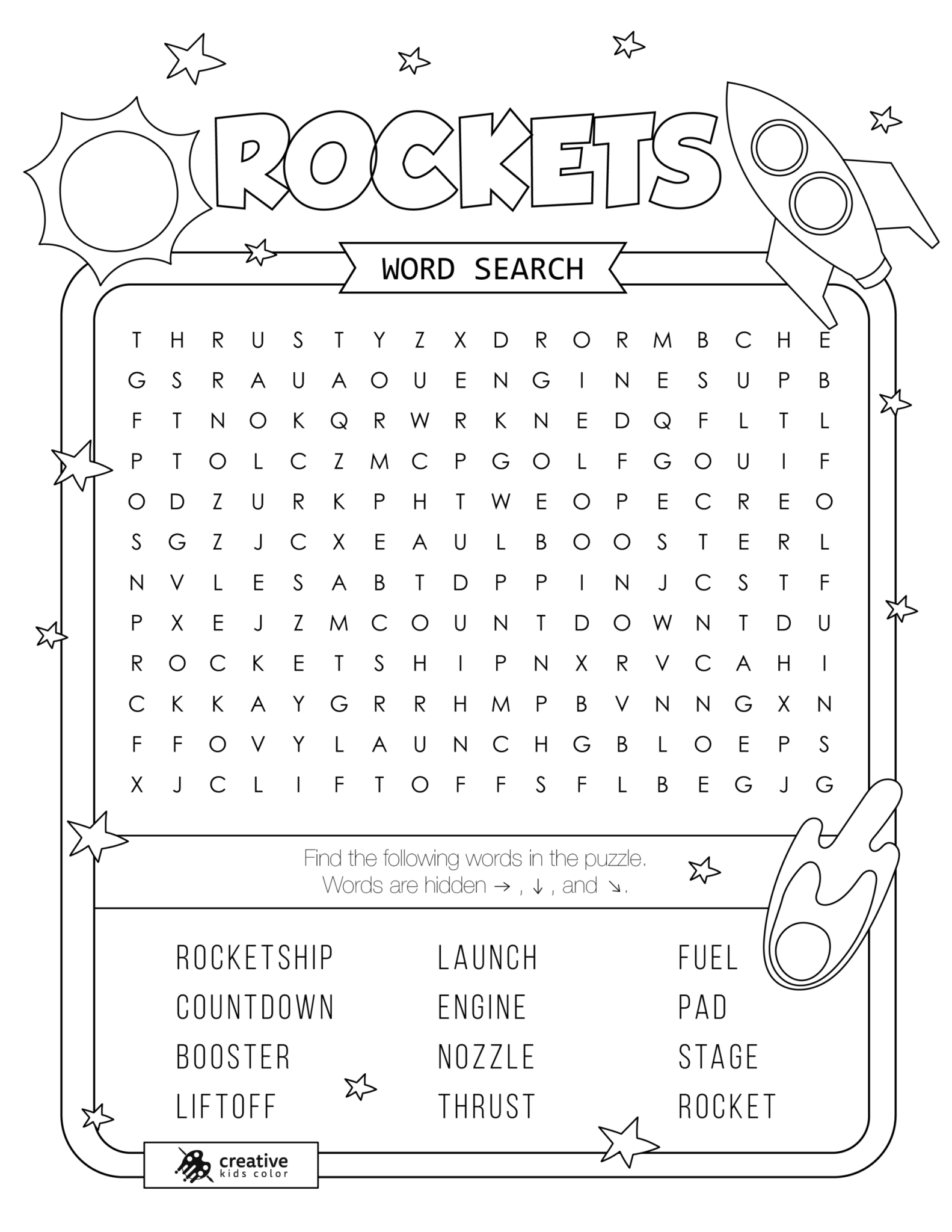 Rockets Word Search Puzzle (Free Printable PDF)
