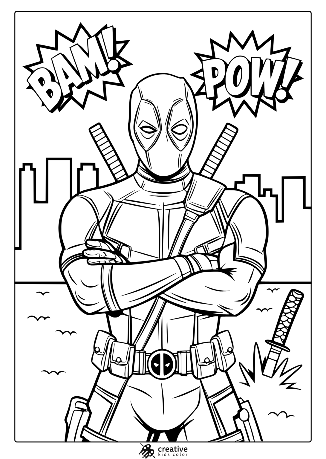 Deadpool Coloring Pages (Free Printable PDFs)